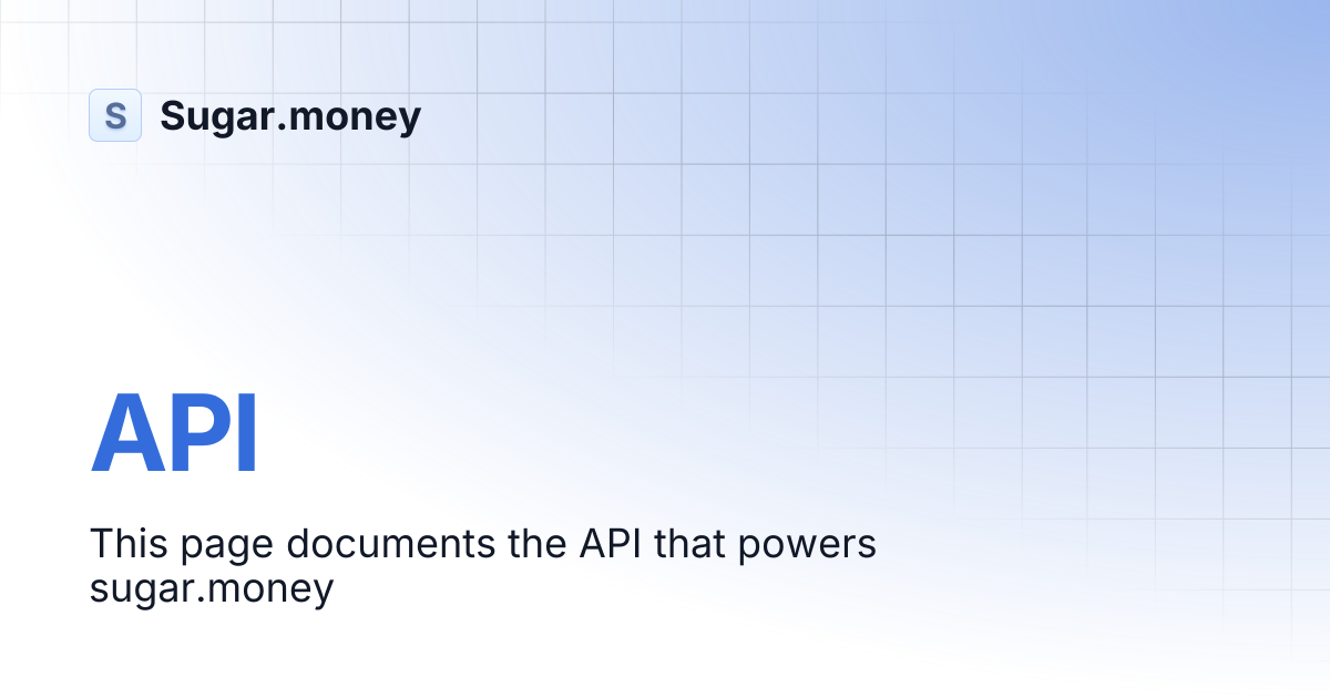 API | Sugar.money